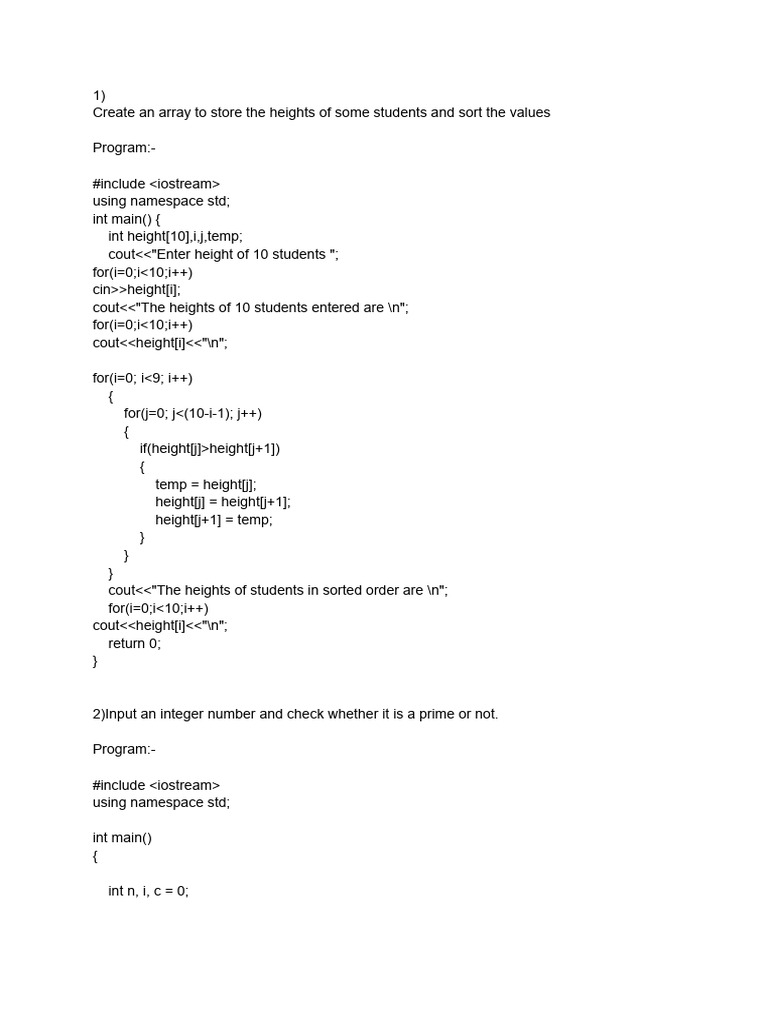 C Programs | PDF | Namespace | Computer Programming