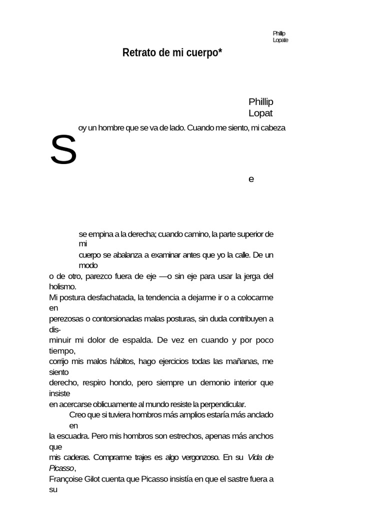 Retrato de Mi Cuerpo - Phillip Lopate | PDF