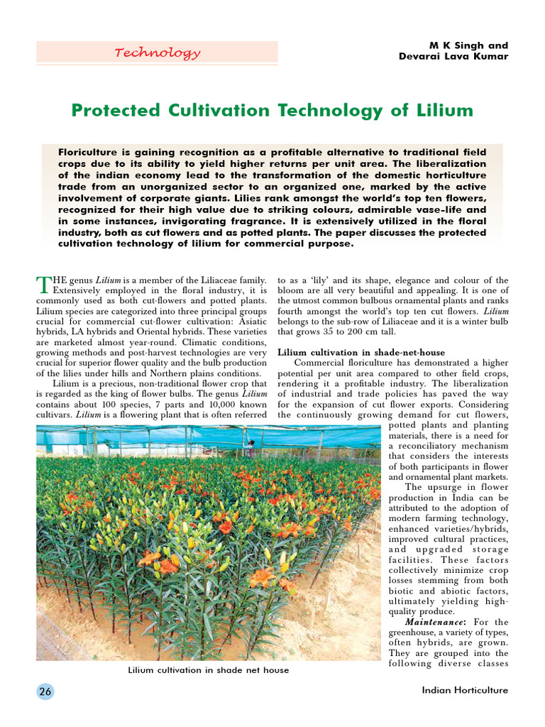 08 Protected Cultivation Technology | PDF | Lilium | Horticulture