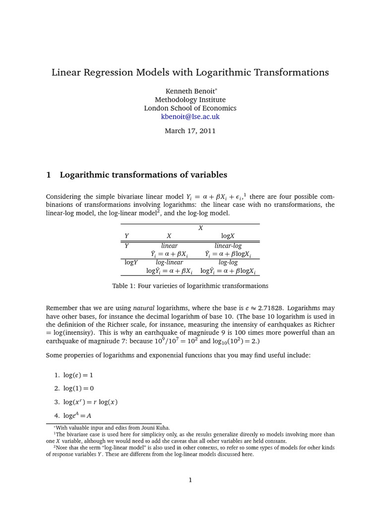Logarithmic Transformation | PDF | Coefficient Of Determination | Logarithm