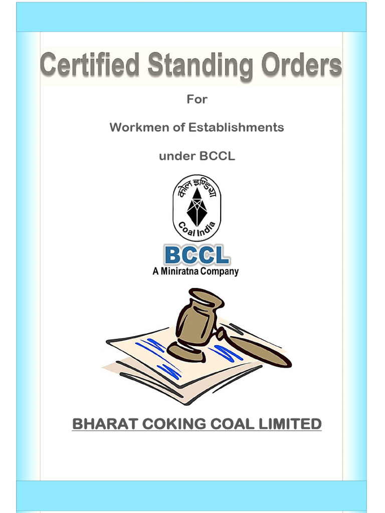 Certified Standing Orders for BCCL Workmen | PDF | Employment | Overtime
