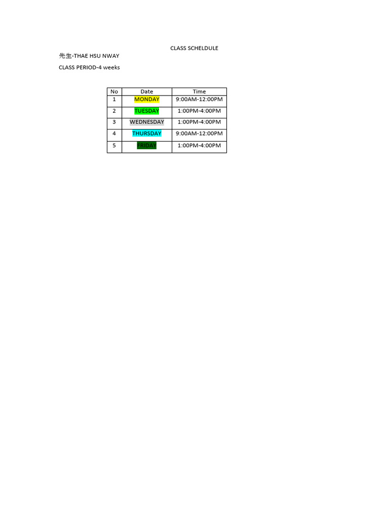 Class Scheldule TT - 169ac0cc Caf3 4d85 B4a5 87a2b81d9f14 | PDF