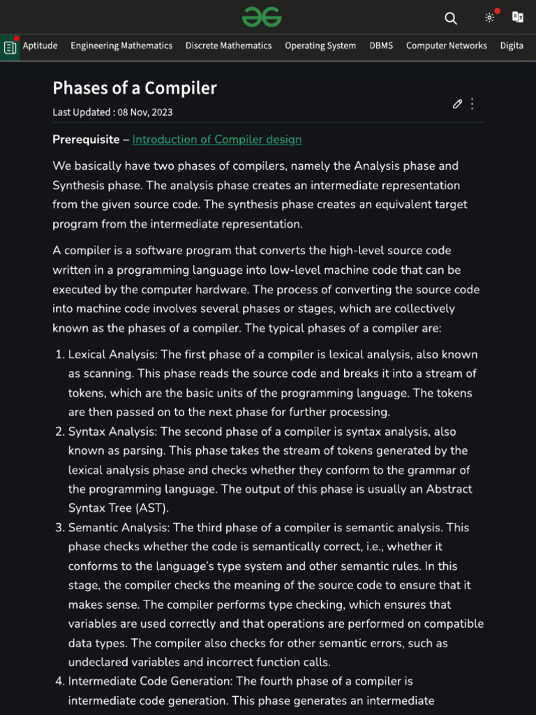 phases of compiler | PDF