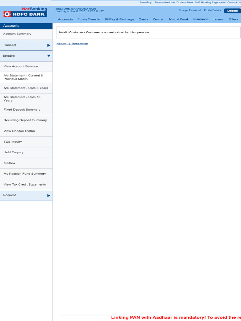 Welcome To HDFC Bank NetBanking | PDF