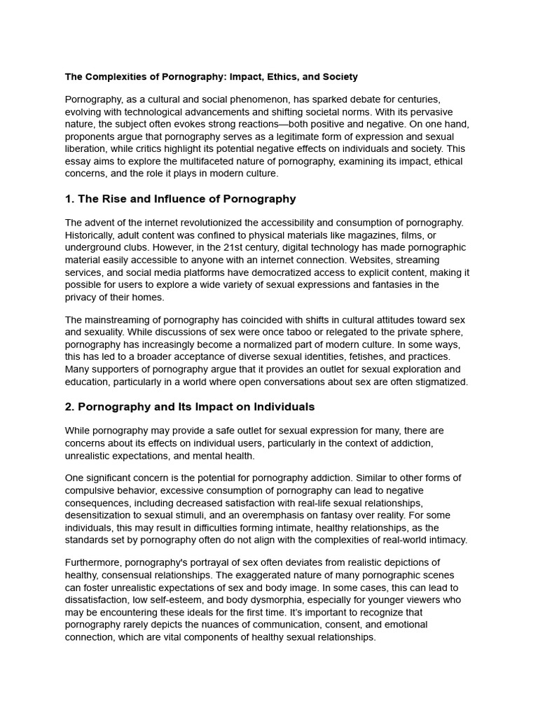 The Complexities of Pornography - Impact, Ethics, and Society | PDF ...