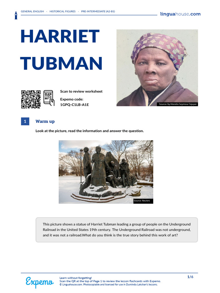 Harriet Tubman British English Student A2 B1 | PDF | Harriet Tubman ...