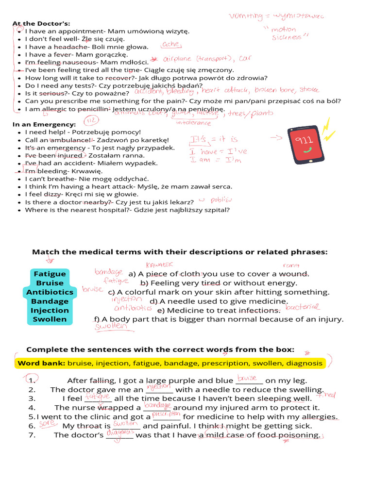 Match Words With The Pictures - Kopia | PDF | Emergency | Medicine