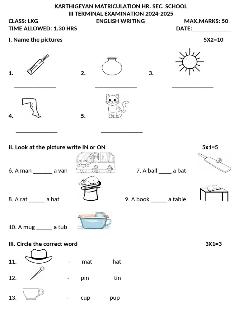 LKG English Writing Paper | PDF