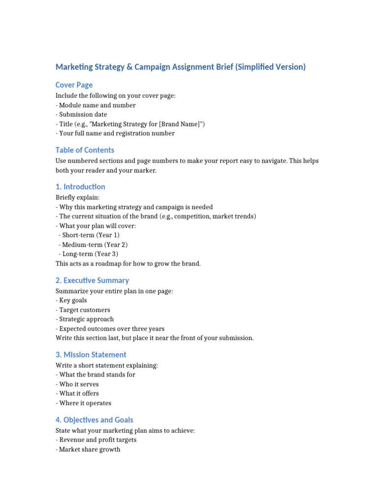 Simple Marketing Strategy Assignment Template | PDF | Brand | Marketing