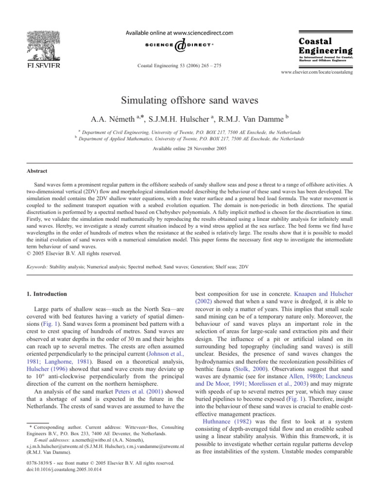 Simulating Offshore Sand Waves | PDF | Waves | Fluid Dynamics