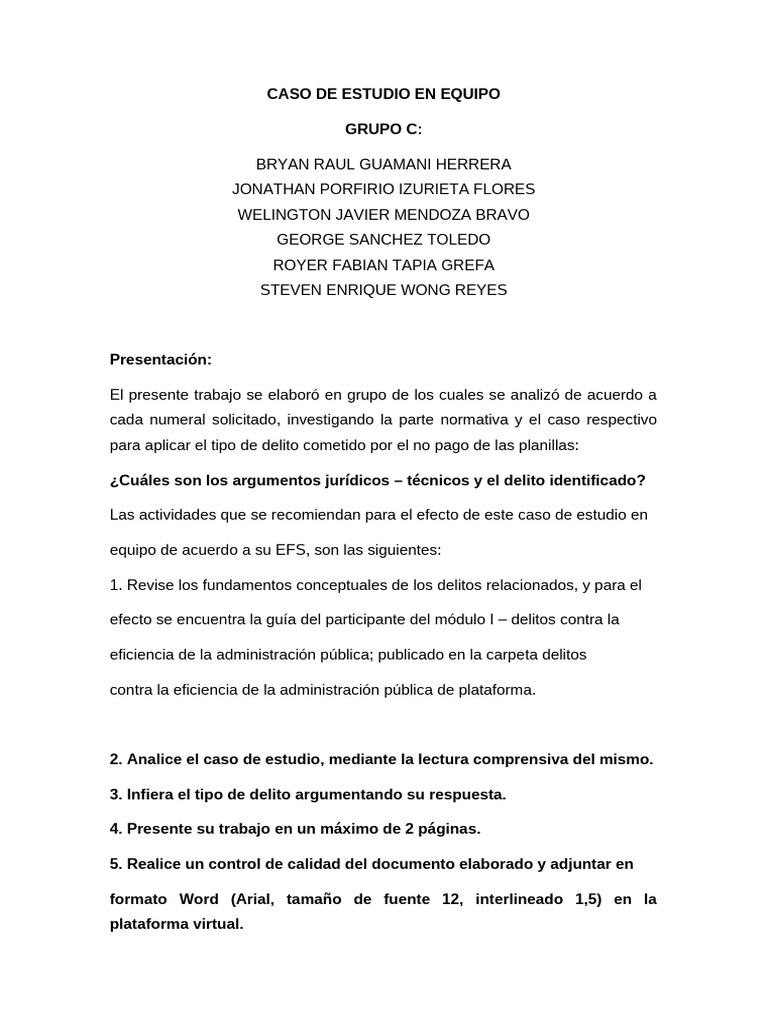 Grupo C Segundo Trabajo | PDF | Soborno | Corrupción política