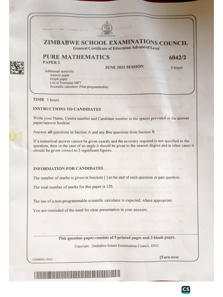 June 2023 P2 A Level QSN & Proposed (PRECISION) | PDF | Equations ...