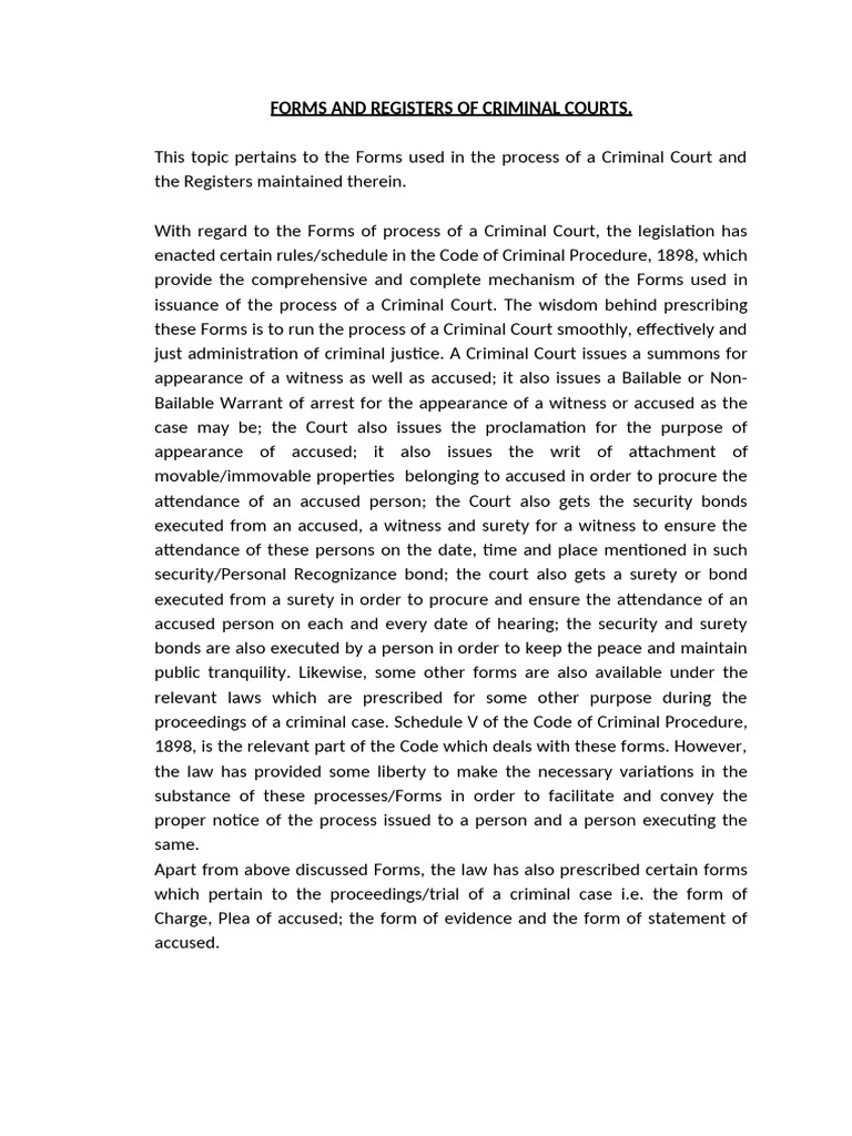 Forms of Criminal Court | PDF