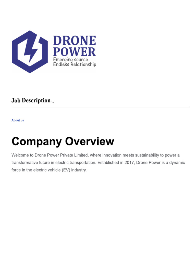JD of Drone Power PVT Ltd. | PDF
