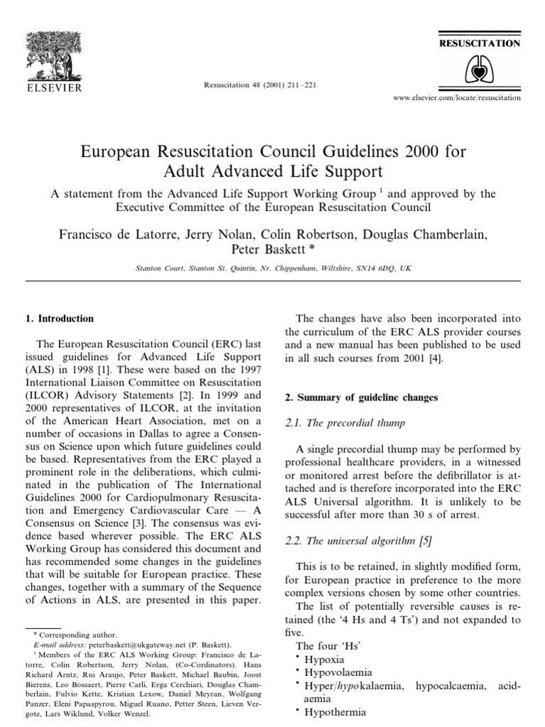 ALS Guidelines 2000 | PDF | Internal Medicine | Cardiology