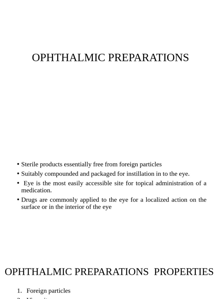 Ophthalmic Preparations | PDF | Sterilization (Microbiology) | Topical ...