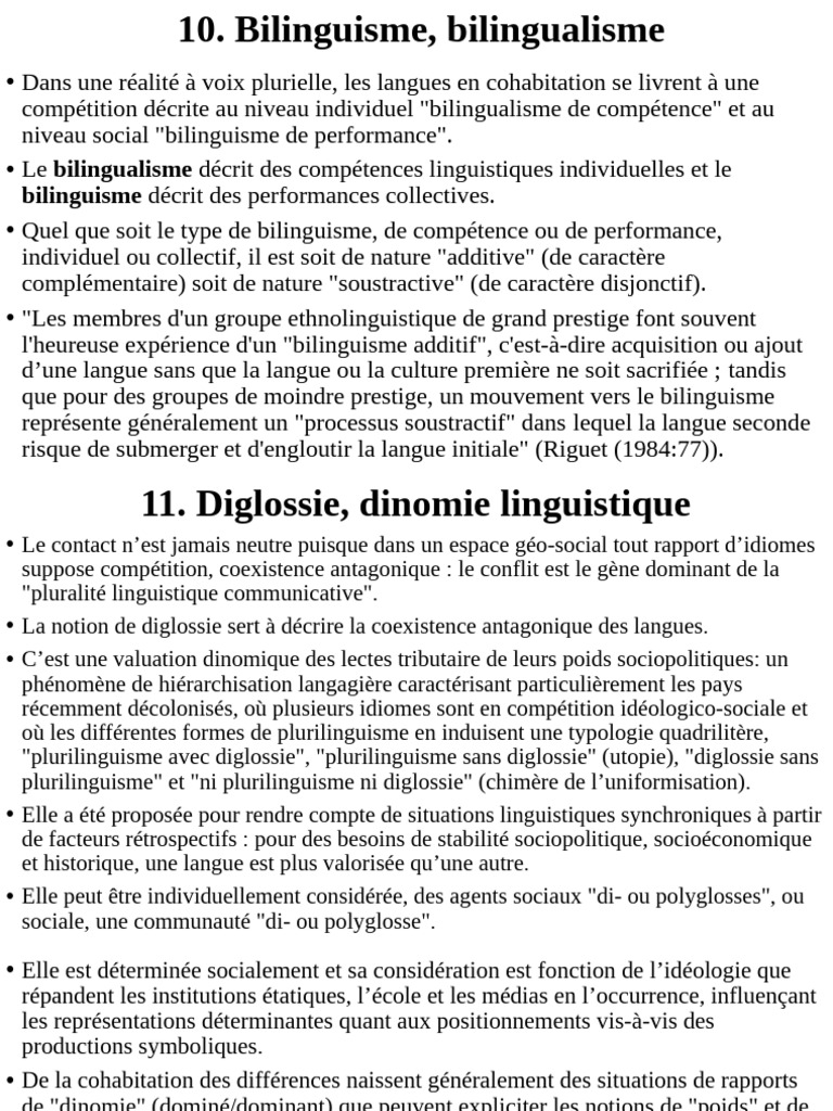 Bilinguisme et diglossie : enjeux linguistiques | PDF | Multilinguisme ...