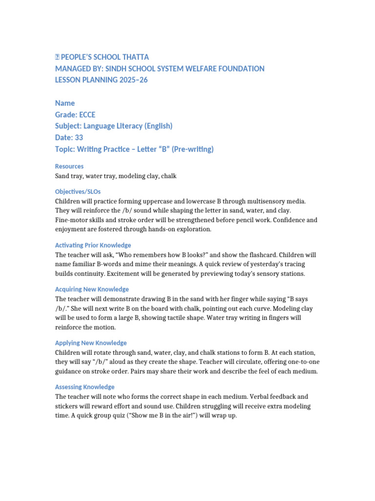 ECCE Lesson Plans Days 33 To 34 | PDF | Knowledge | Human Communication