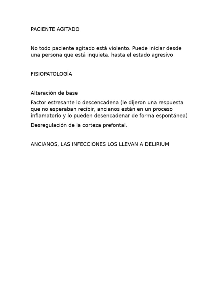 Paciente Agitado | PDF