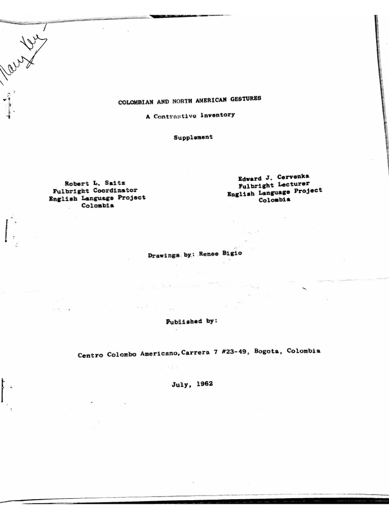 Colombian and North American Gestures, Robert L. Saitz y Edward J ...