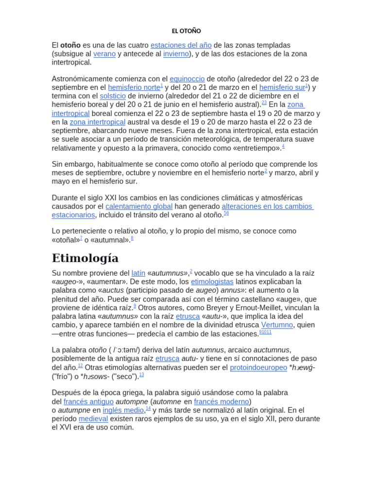 EL OTOÑO | PDF | Otoño | Estaciones