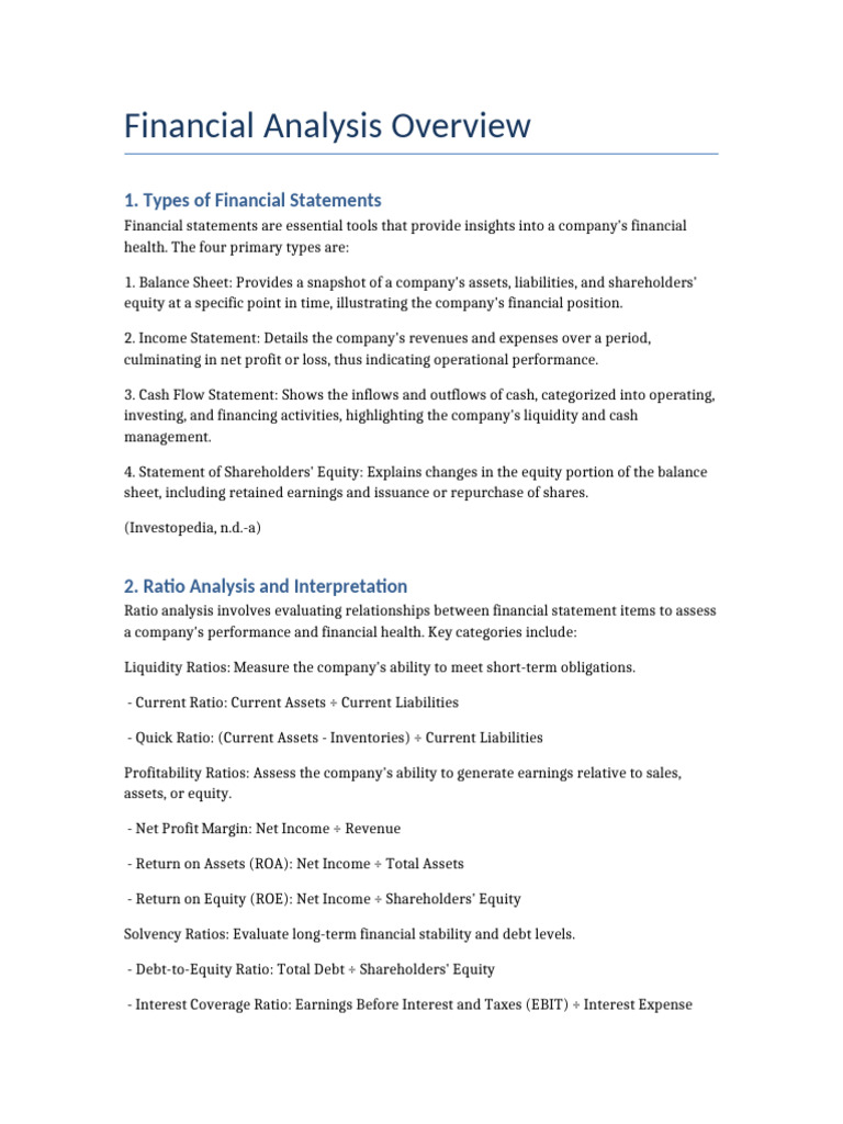 Financial Analysis Overview | PDF | Equity (Finance) | Revenue