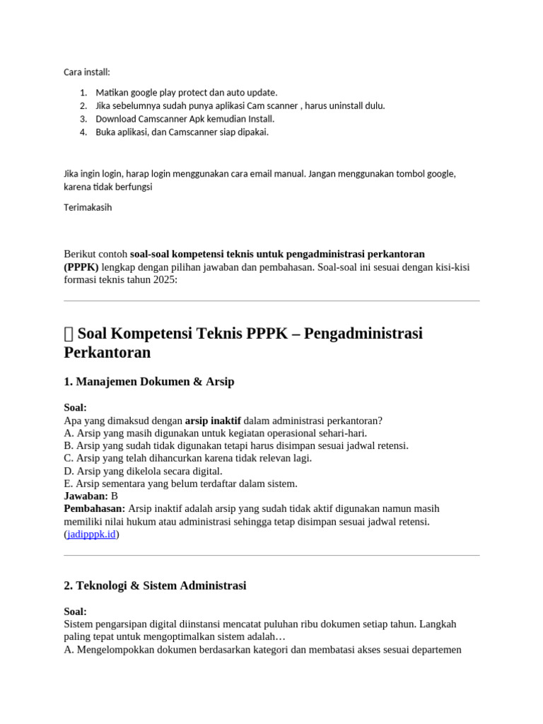 Panduan Install Camscanner Copy | PDF