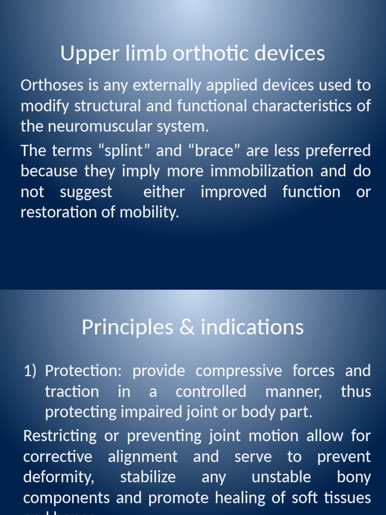 Upper Limb Orthotic Devices Overview | PDF | Diseases And Disorders ...
