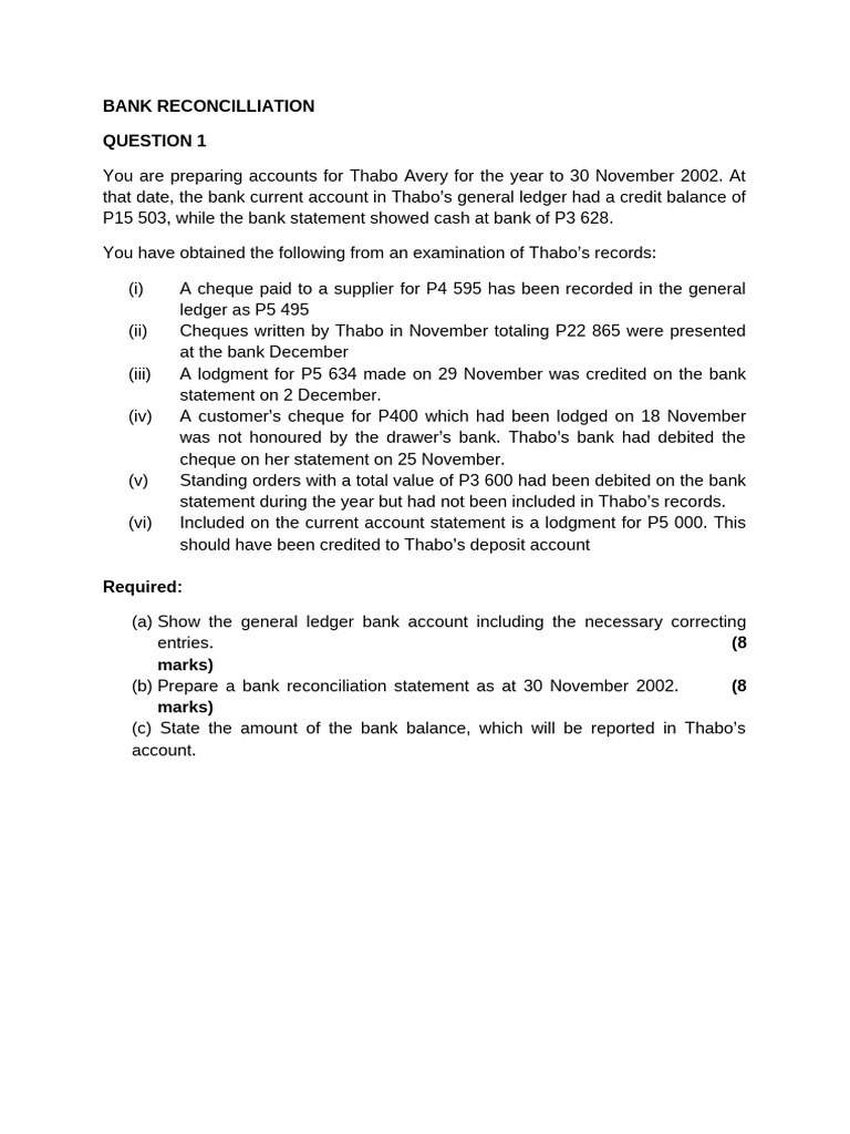 Tutorial 6 Bank Reconcilliation Solution. | PDF | Debits And Credits | Banks