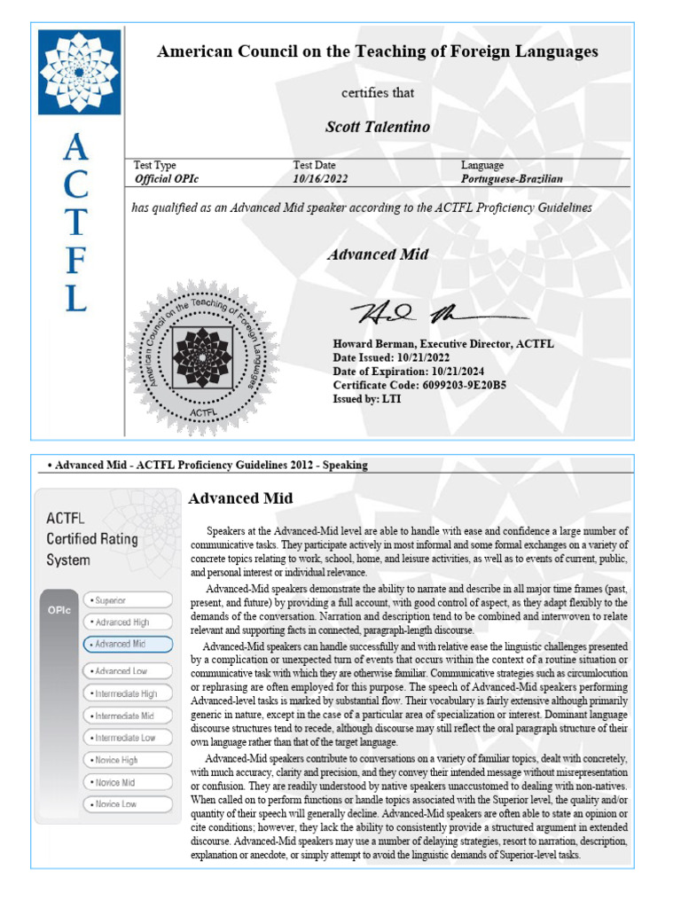 Brazilian Portuguese Certificate | PDF | Linguistics | Human Communication