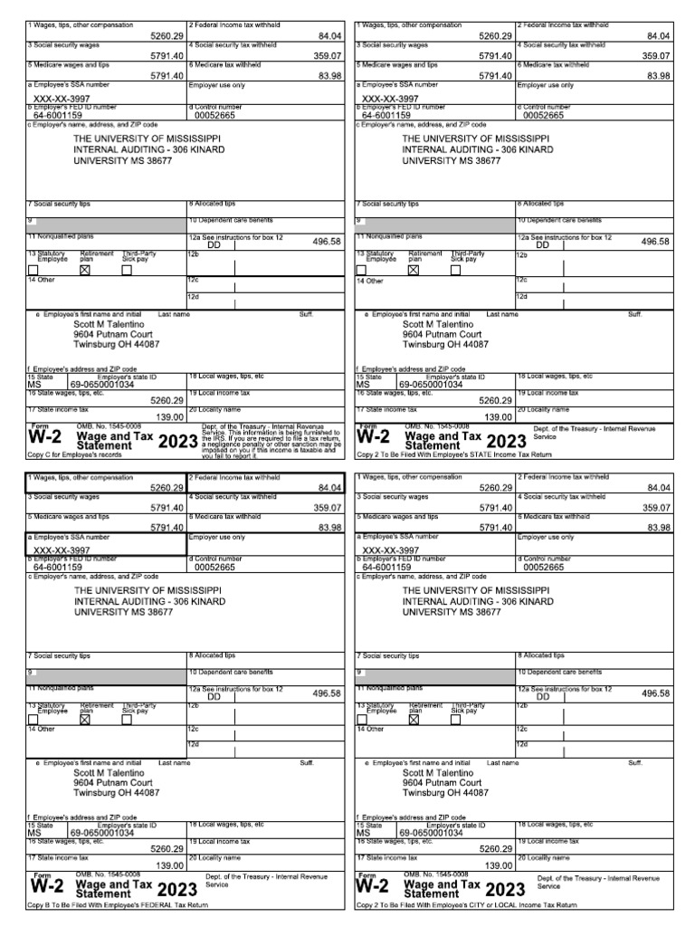 Scott Talentino W-2 | PDF