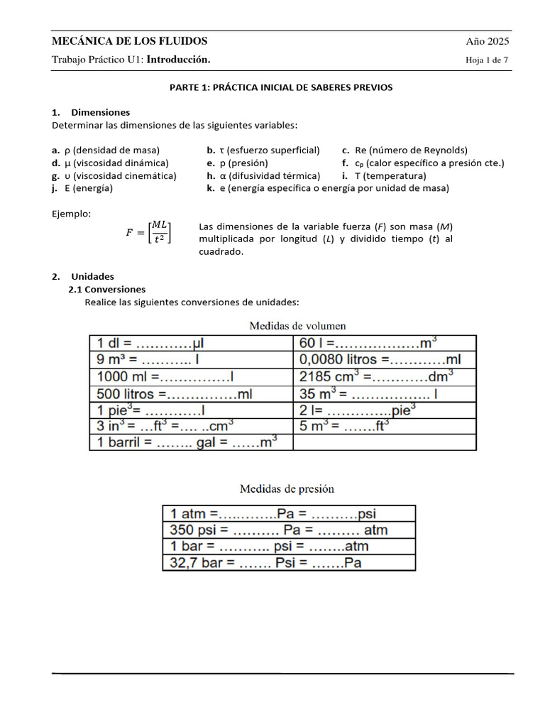 Tp u1 Mecflu 2025 | PDF | Viscosidad | Líquidos