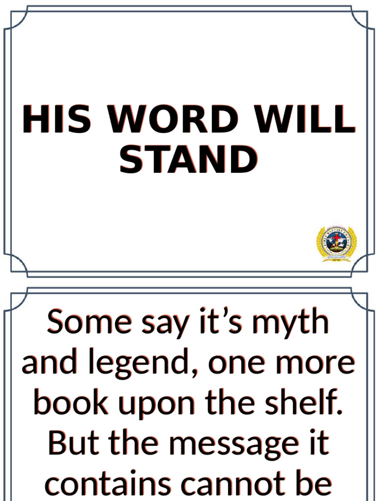 His Word Will Stand: A Testament of Faith | PDF