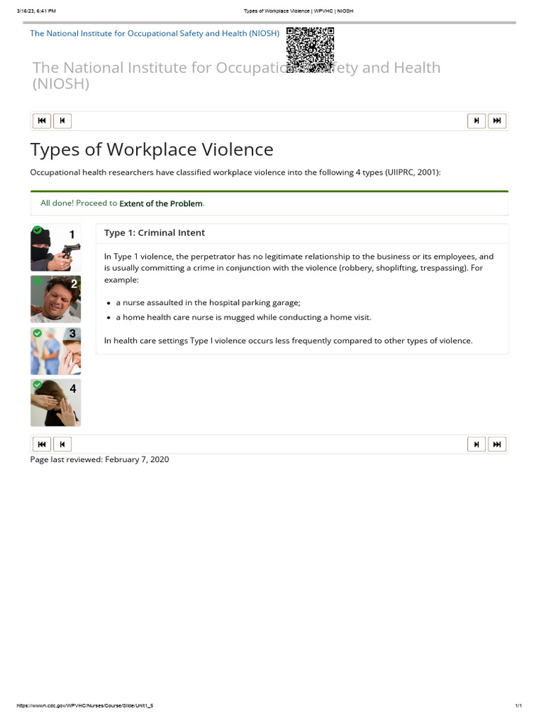 NIOSH Types of Workplace Violence | PDF