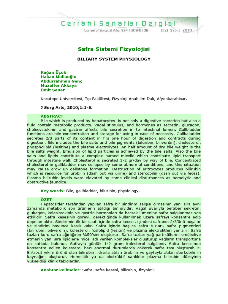 Safra Sistemi Fizyolojisi[#390165]-419101 | PDF