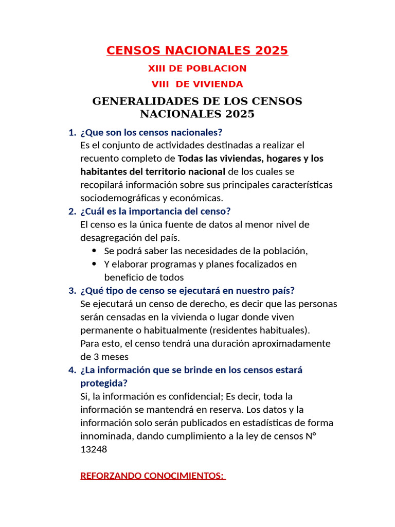 Censos Nacionales 2025 | PDF | Censo | edificio