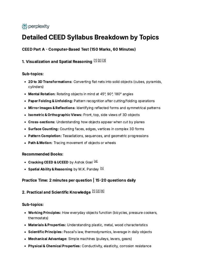 Detailed CEED Syllabus Breakdown by Topics | PDF | Drawing | Communication