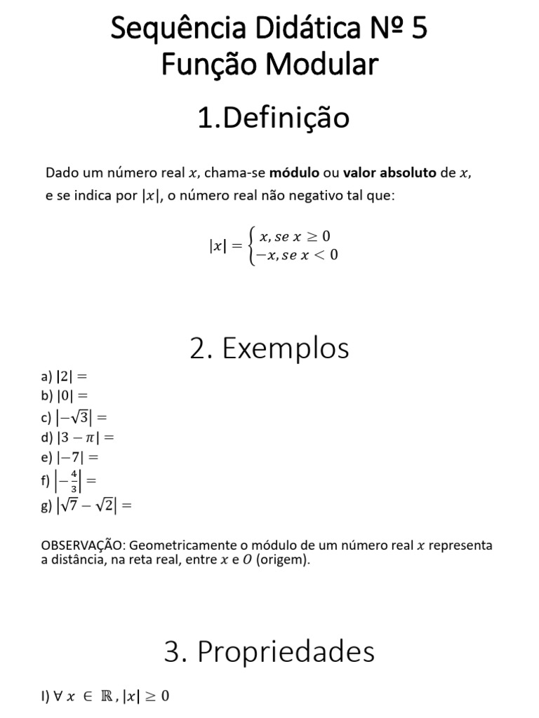 Função Modular: Definições e Exercícios | PDF | Função (Matemática ...