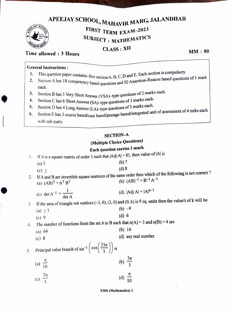 Term - 1 2023-24 Class 12 | PDF