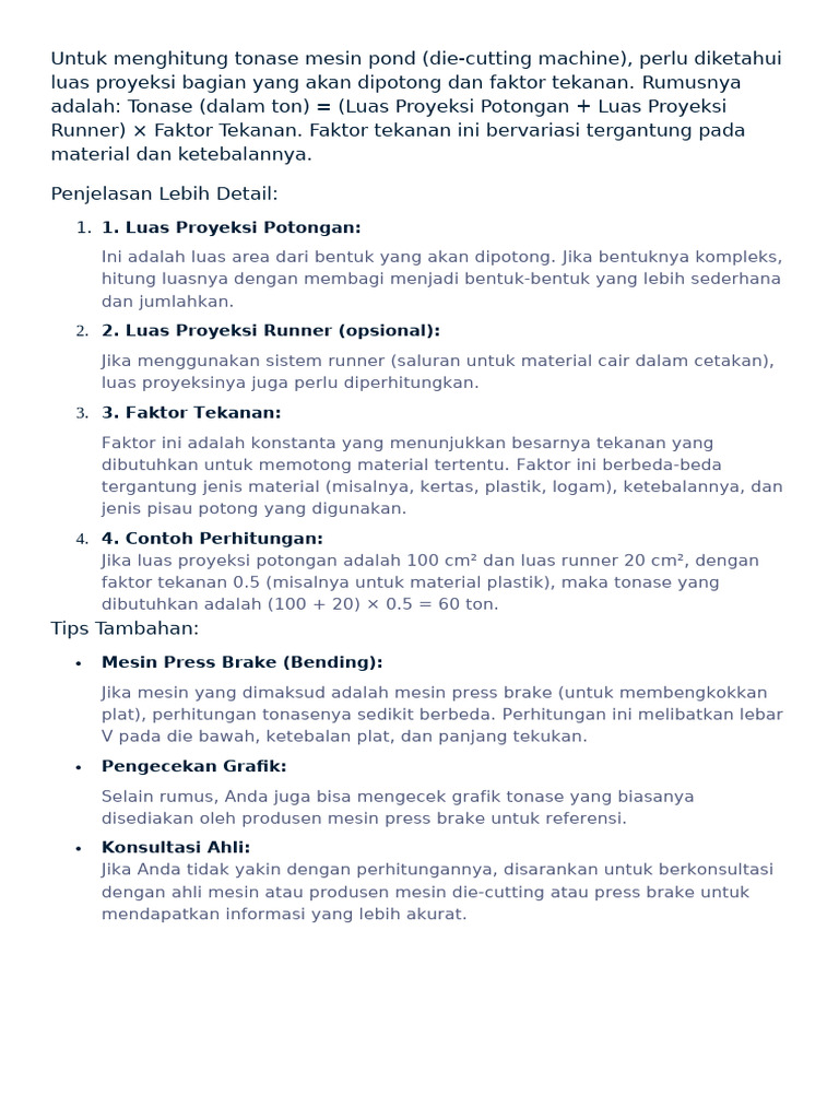 Menghitung Tonase Mesin Pond | PDF