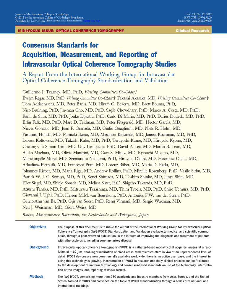 Tearney Et Al Consensus Standards For Acquisition Measurement and ...