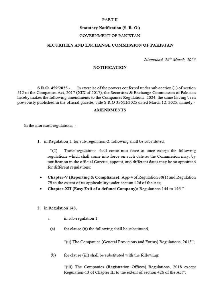 Amendments to Companies Regulations 2024 | PDF | Mortgage Law | Business