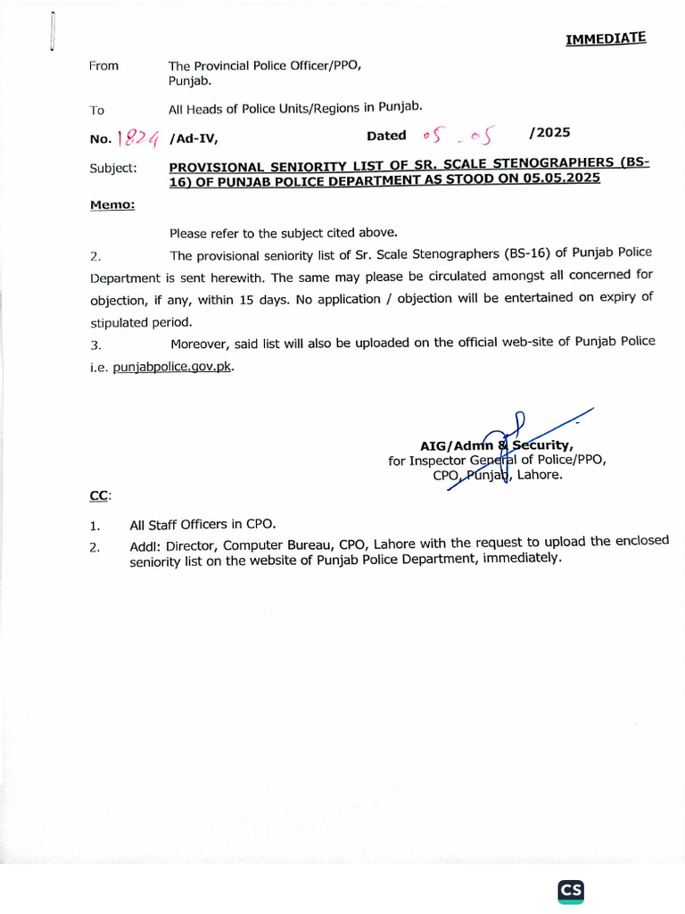 SSS Seniority List Overview | PDF