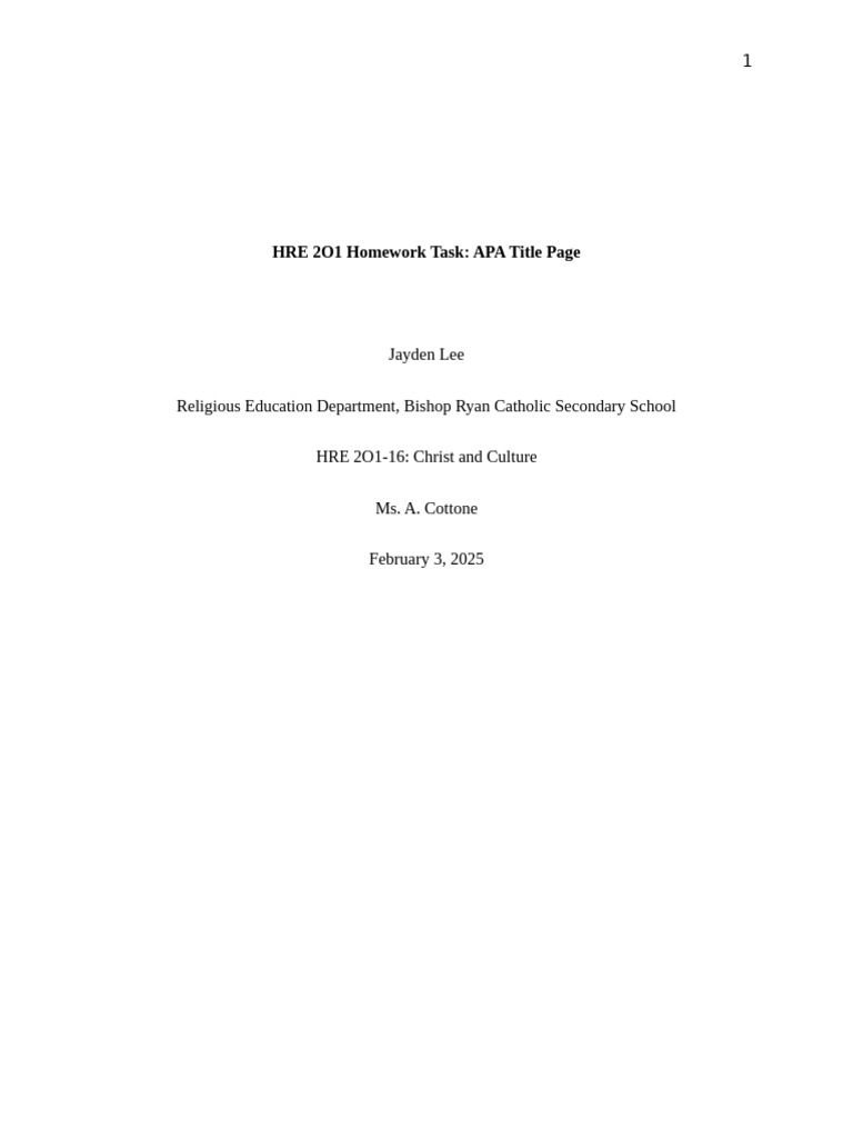 HRE 2O1 APA Title Page Guide | PDF