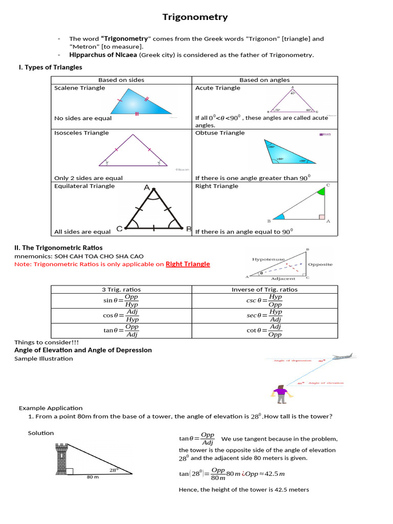 Trigonometry Basics and Applications | PDF | Trigonometry | Triangle