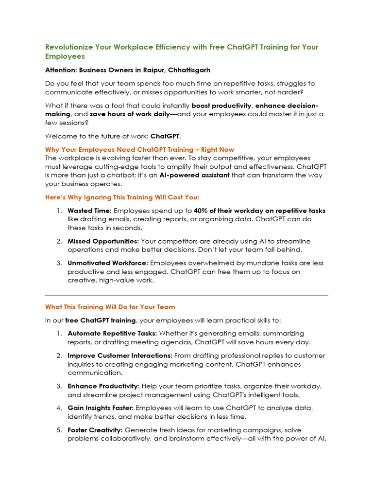 Free ChatGPT Training for Businesses | PDF | Artificial Intelligence ...