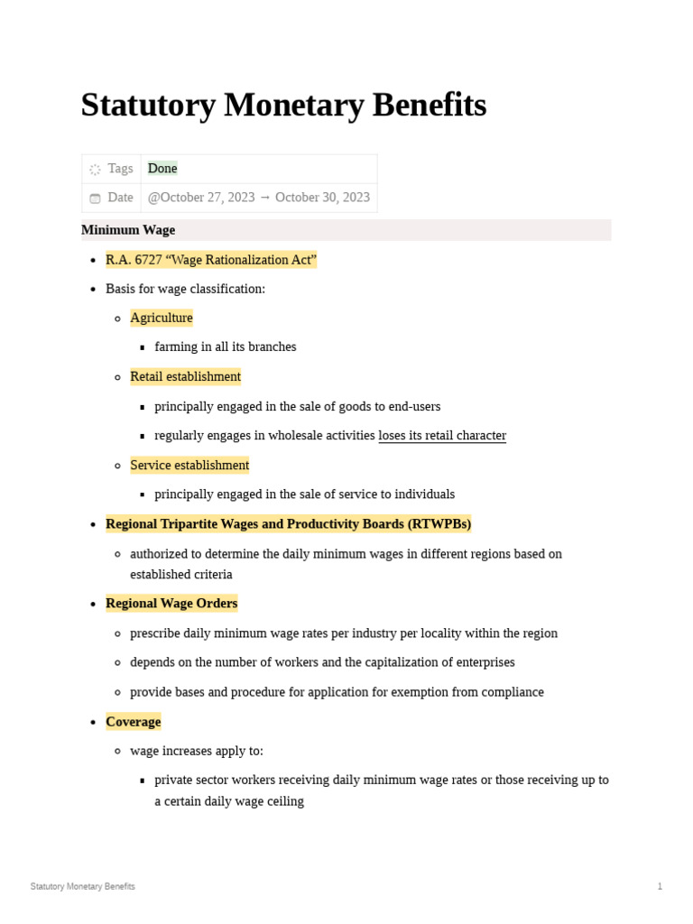 Understanding Statutory Monetary Benefits | PDF | Employment | Salary