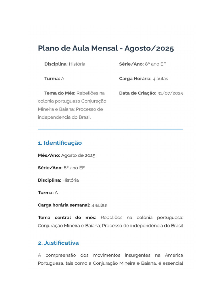 Plano Aula Mensal 1753922512419 | PDF