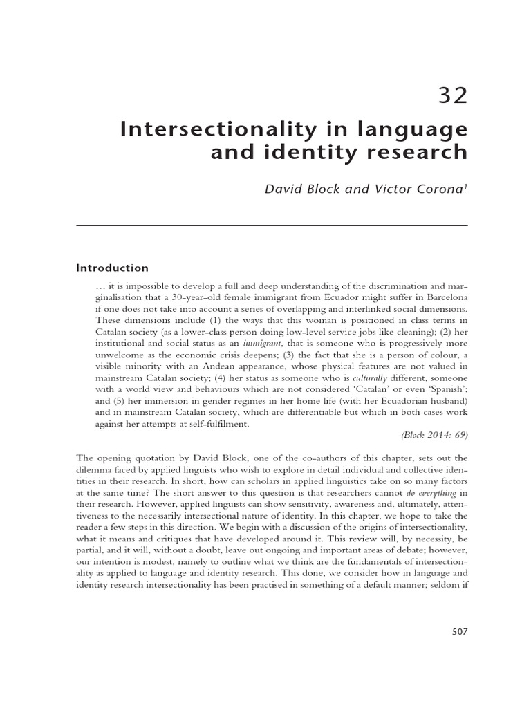 Intersectionality in Language Research | PDF | Intersectionality | Feminism
