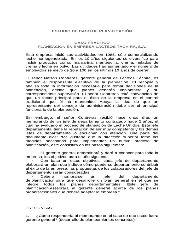 Caso de Planificaci N | PDF | Planificación | Business
